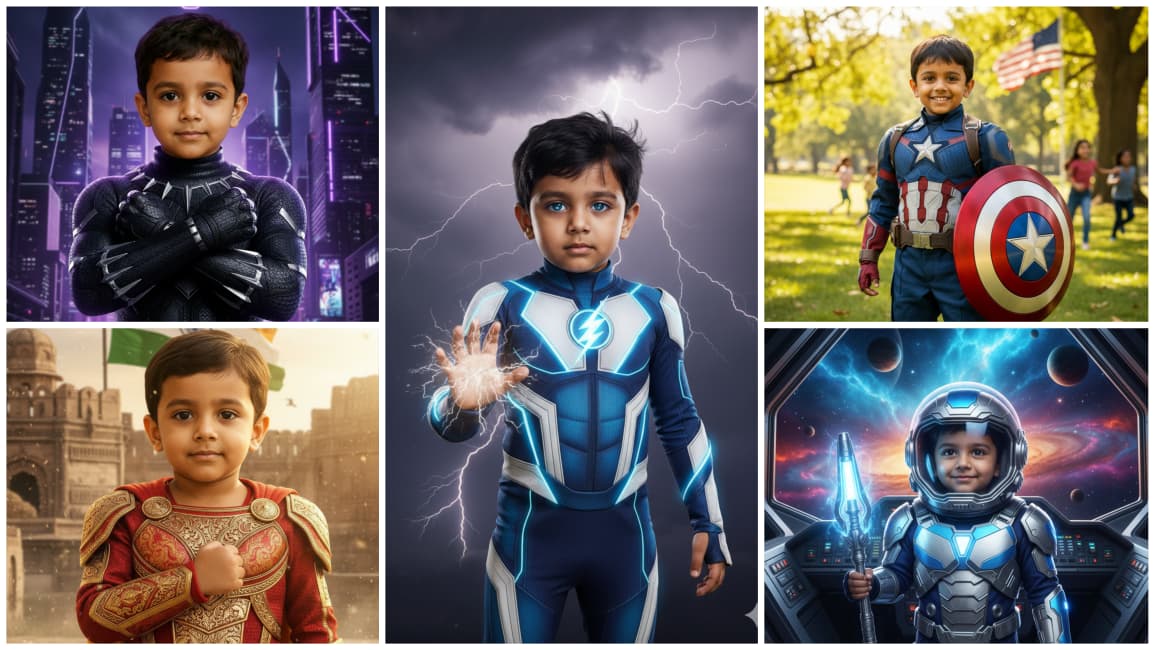 10 Best Superheroes Ai Photo Prompts for kids | Trending Kids Ai Photo ...