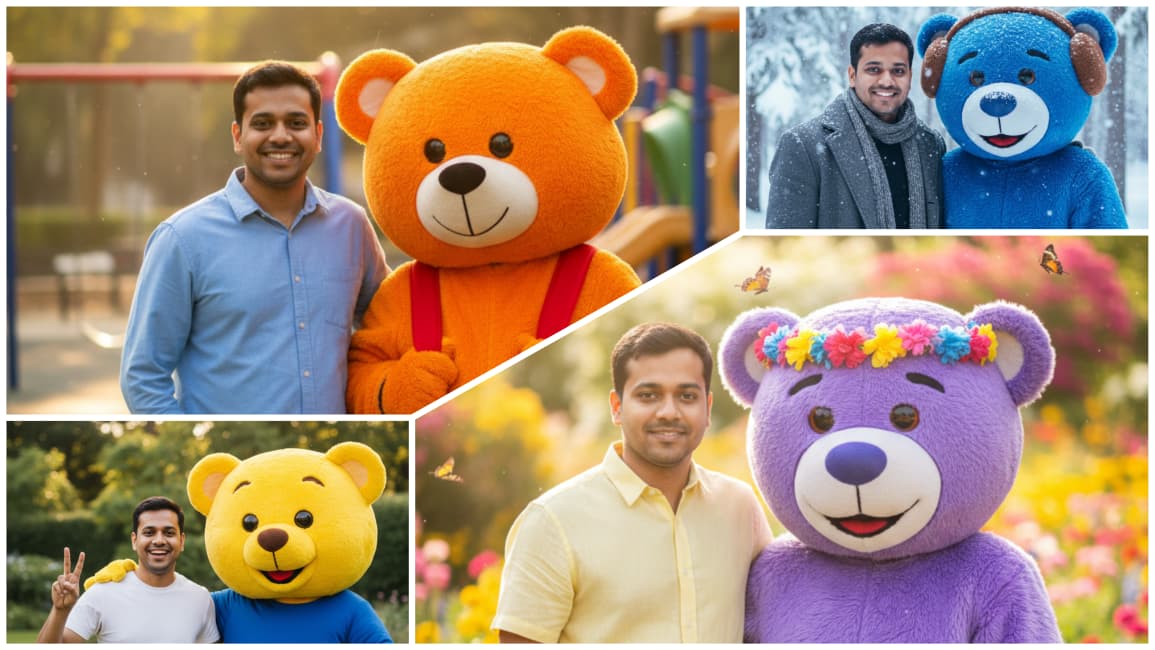 Boy With A Large Teddy Bear Trending Prompts | Gemini Ai Photo Prompt ...