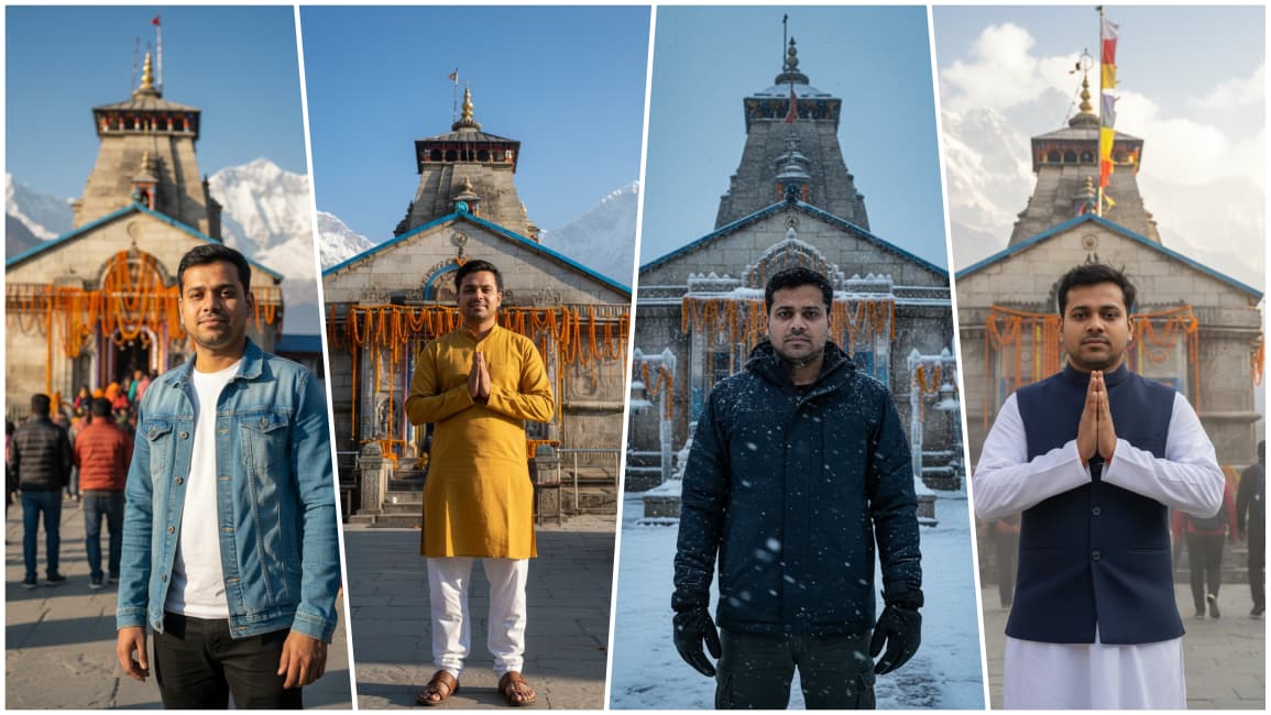 Kedarnath temple Ai Image Prompt For Boy And Men | Gemini Boys Ai Photo ...