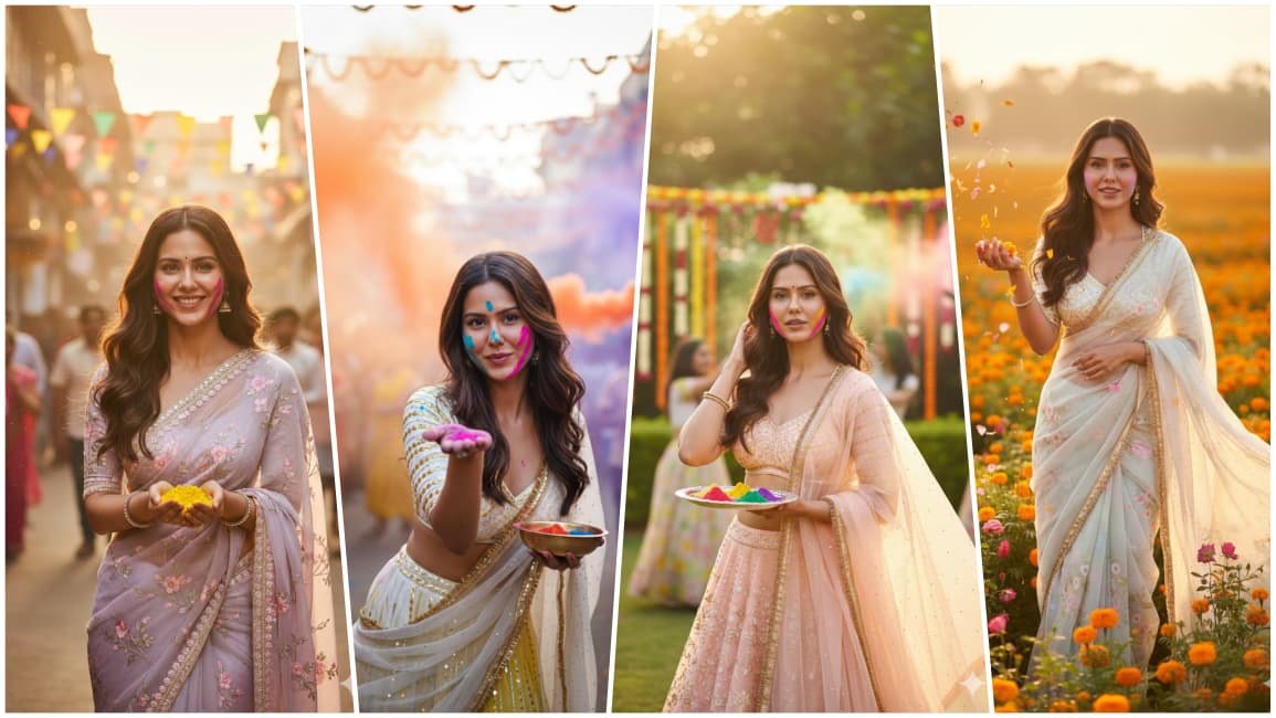 Holi Ai Photo Editing Prompts Realistic Girls Face | Google Gemini ...